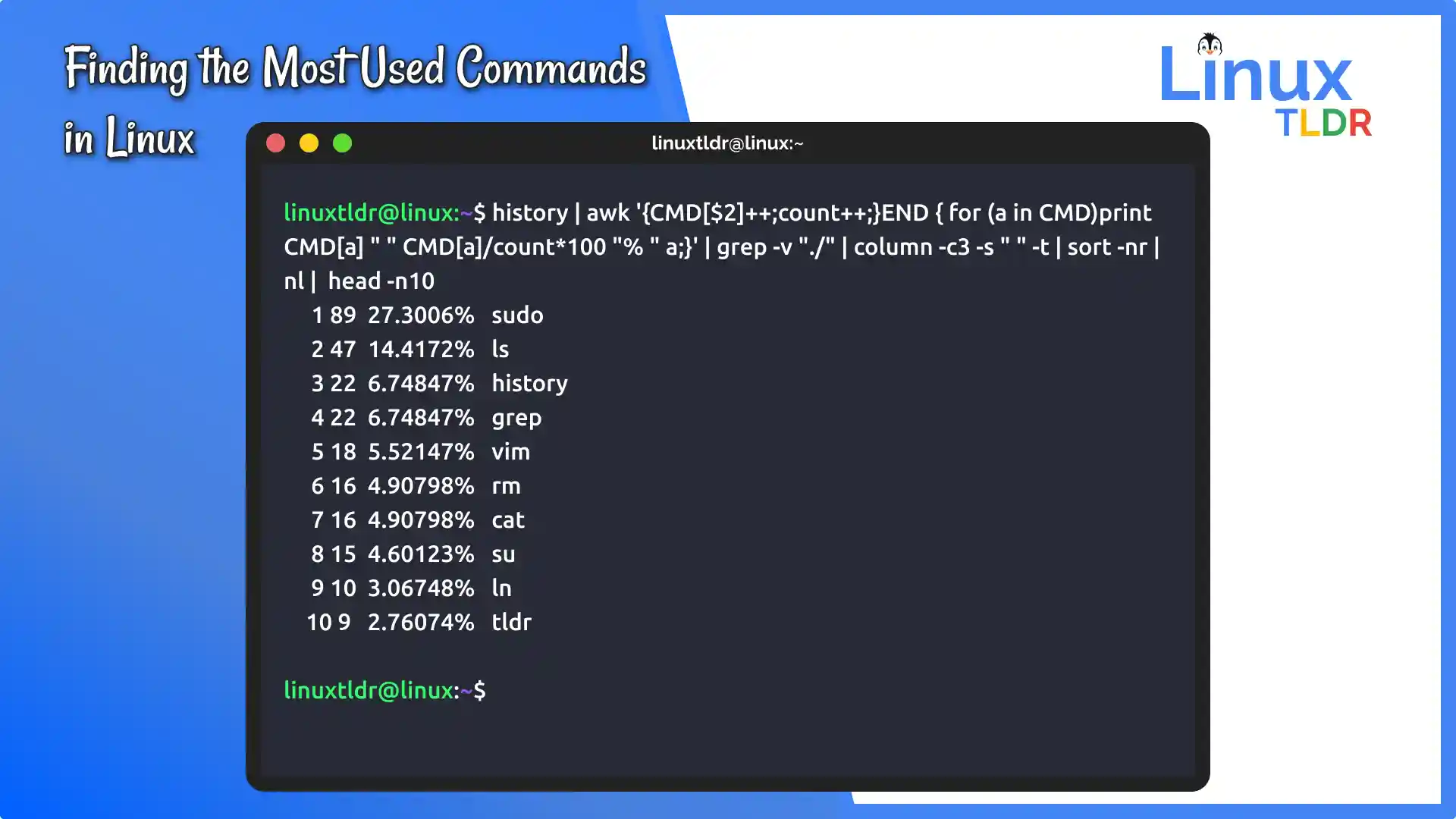 How to Find the Most Used Commands in Your Linux System How to Find the Most Used Commands in Your Linux System